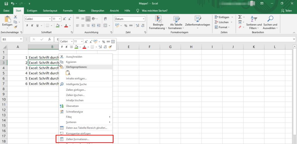 Excel durchstreichen: Guide für Schrift & Text 5 Schritten