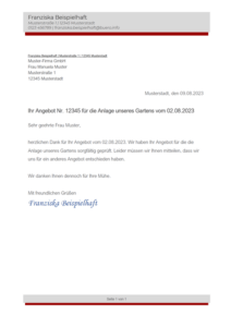 Absage Angebot: 6 Vorlagen, Muster & Formulierungen