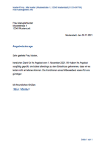 Absage Angebot: 6 Vorlagen, Muster & Formulierungen