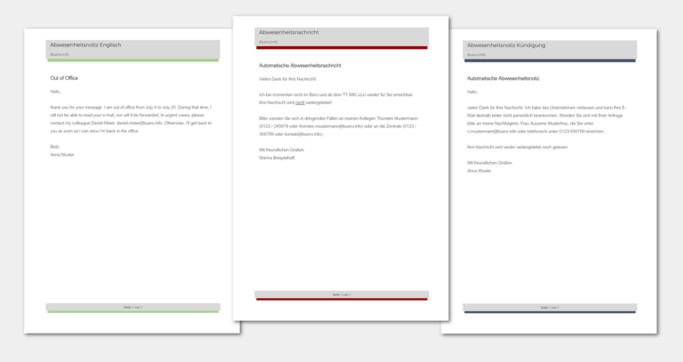 Abwesenheitsnotiz: Vorlagen, Muster & Beispiele - Nerdcore
