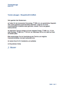 Termin absagen: Muster, Vorlagen & Beispiele - Nerdcore