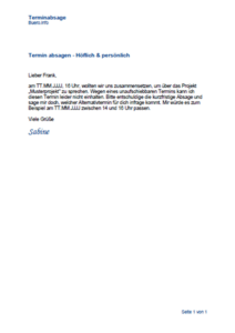 Termin absagen: Muster, Vorlagen & Beispiele - Nerdcore